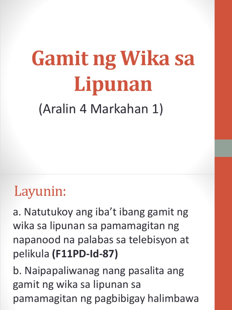 Gamit NG Wika Sa Lipunan | PDF