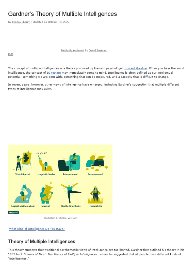 Gardner's Multiple Intelligences Theory | PDF | Intelligence ...