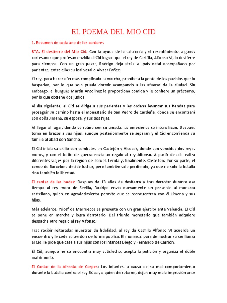 El Poema Del Mio Cid | PDF