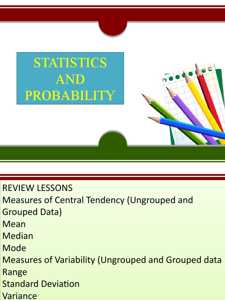 Statistics and Probability Overview | PDF | Mean | Probability Distribution
