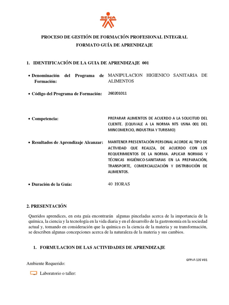Guia Manipulacion De Alimentos Pdf Alimentos Evaluación