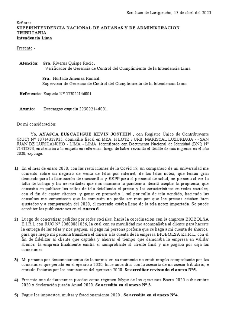 Carta de Descargo | PDF | Ciencias sociales