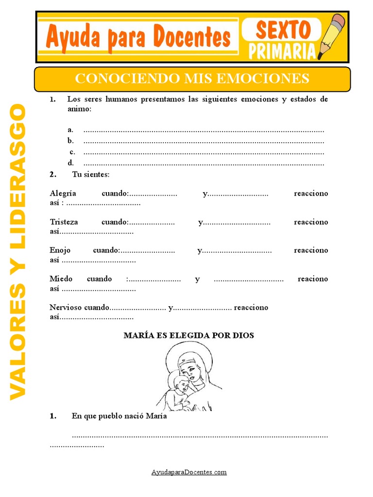 Conociendo Mis Emociones para Sexto de Primaria | PDF | Las emociones ...