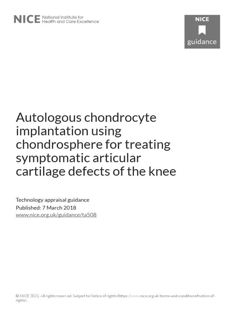 Autologous Chondrocyte Implantation Using Chondrosphere For Treating Symptomatic Articular ...