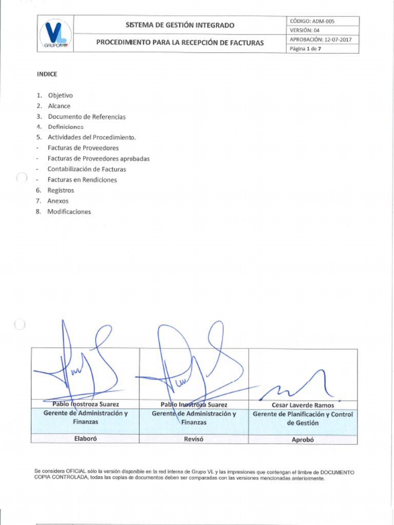 Procedimeinto para La Recepción de Factura | PDF
