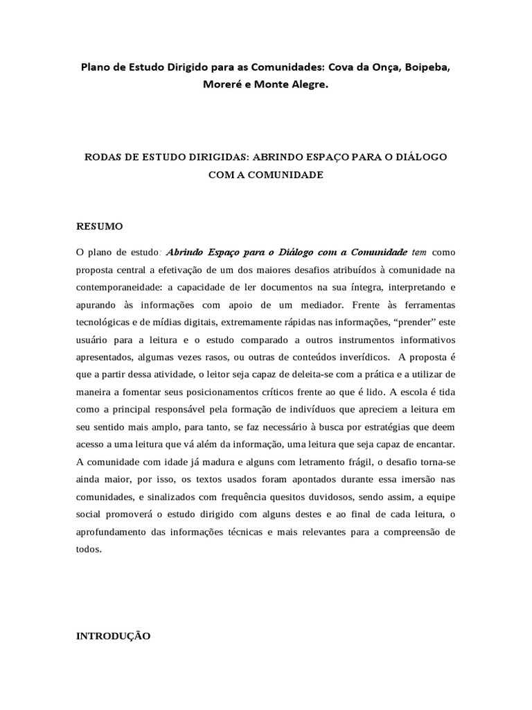 Plano de Estudo Dirigido | PDF | Sociologia | Informação