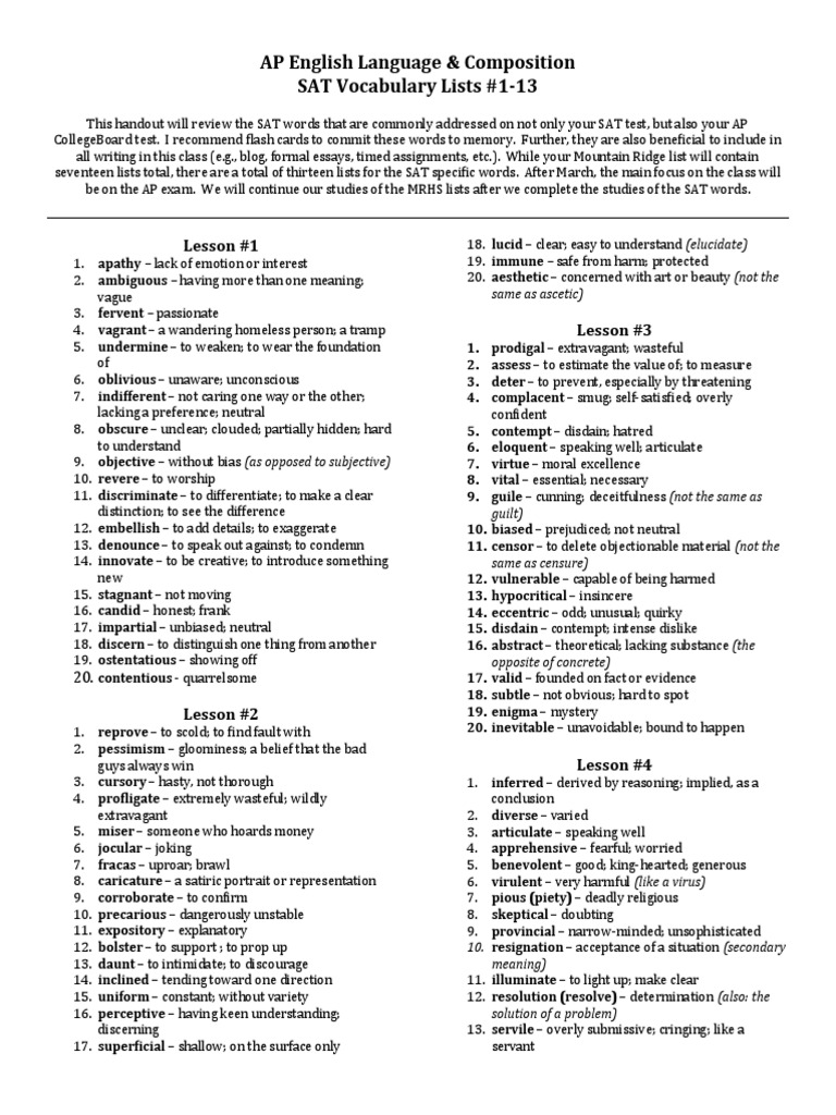 AP Sat Vocab | PDF | Sat
