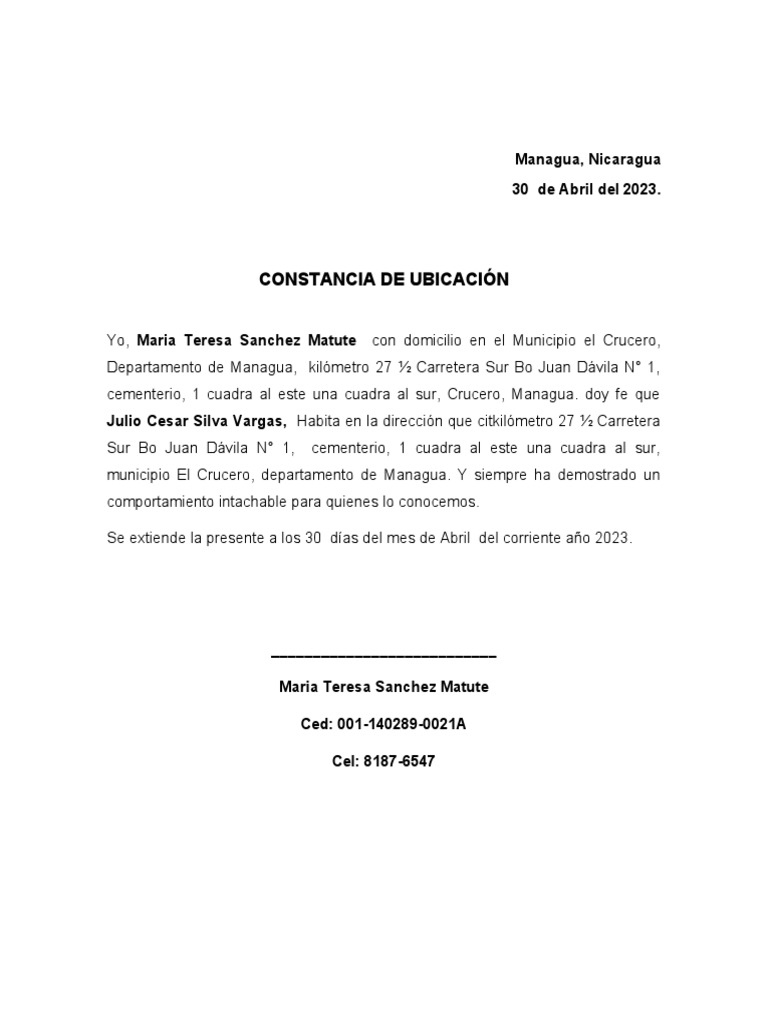 Constancia de Ubicacion | PDF