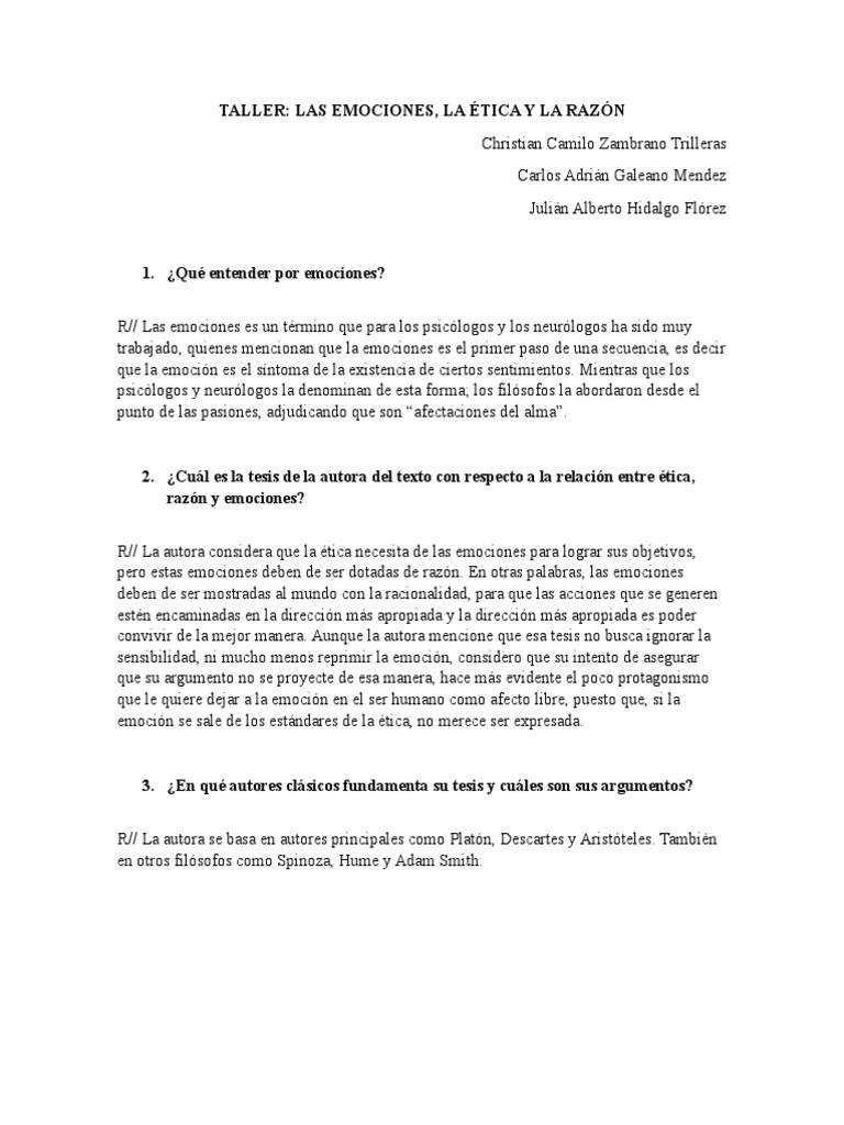 Las Emociones, La Ética y La Razón | Descargar gratis PDF | Las emociones | Moralidad