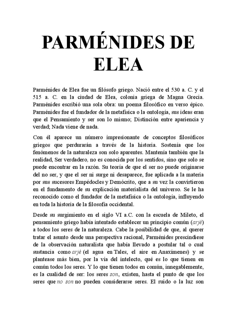 Parménides de Elea (Biografia) | PDF
