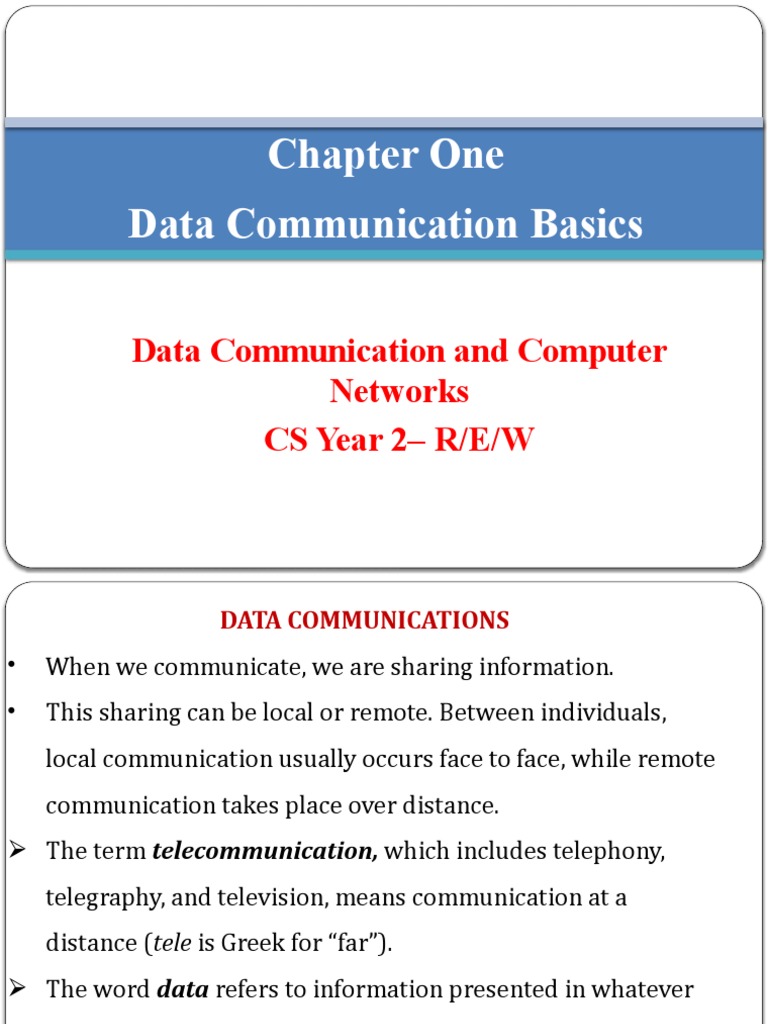 Data Communication Basics Ch1 | PDF | Duplex (Telecommunications) | Multiplexing