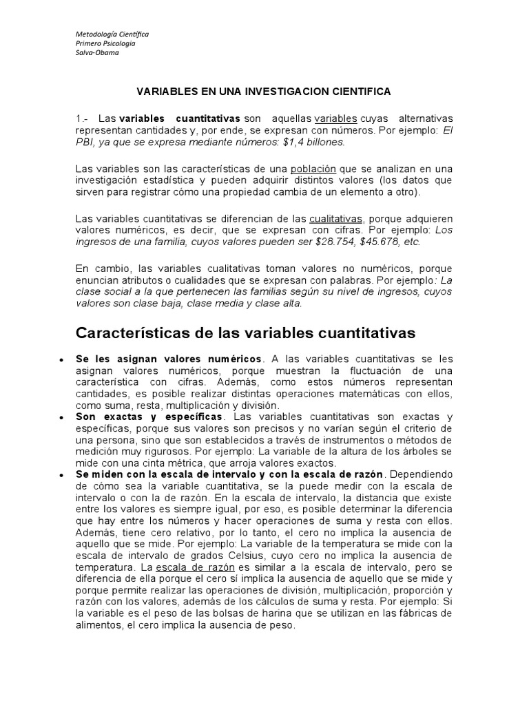 Variables En Una Investigacion Cientifica Pdf Probabilidad