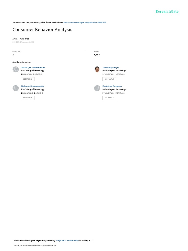 Consumer Behavior Analysis | Download Free PDF | Consumer Behaviour ...