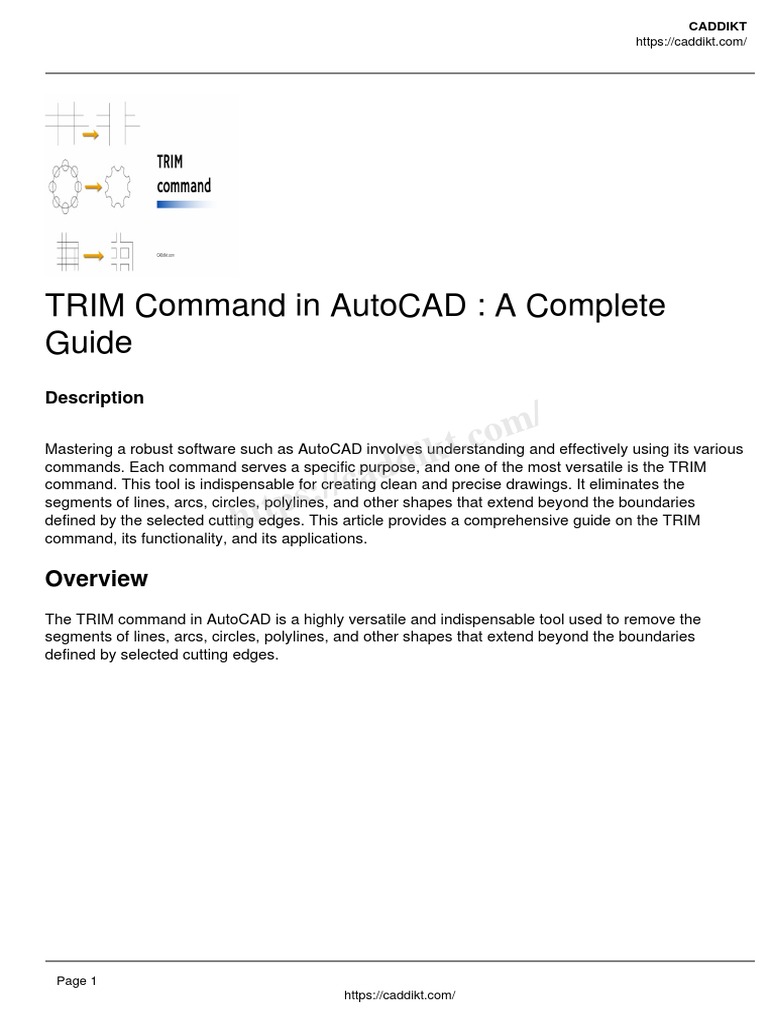 TRIM Command in AutoCAD - A Complete Guide | PDF | Area | Computing