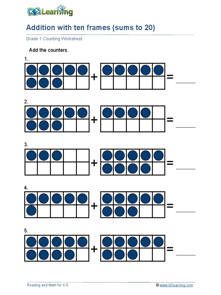 Grade 1 Adding With Ten Frames C | PDF