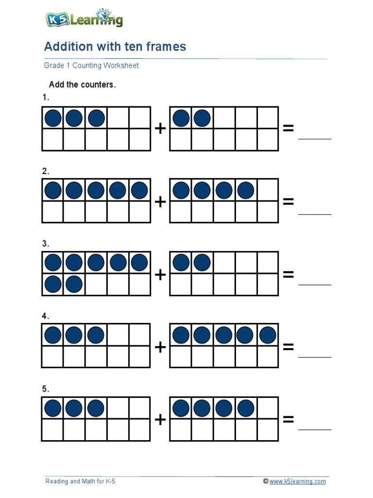 Grade 1 Adding With Ten Frames B | PDF