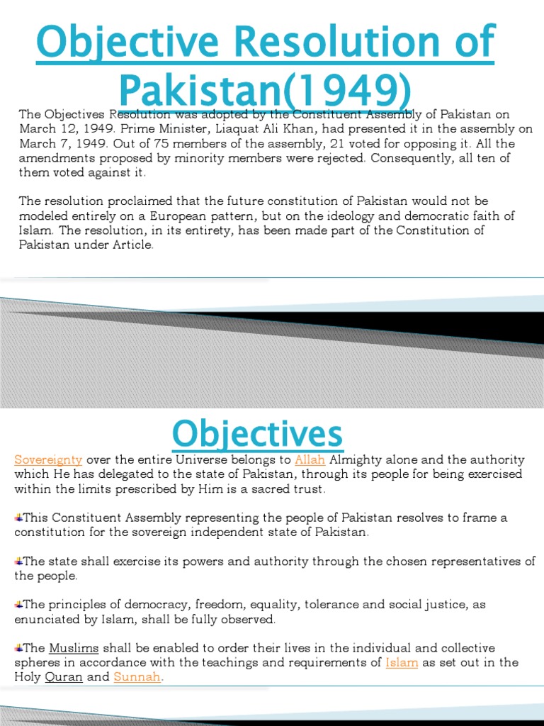 Pakistan's 1949 Objectives Resolution Explained | PDF | Justice | Crime ...