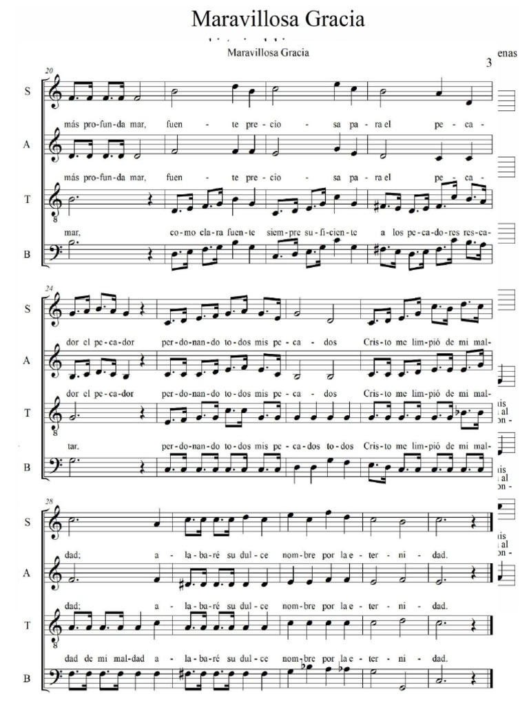 Maravillosa Gracia Partitura SATB | PDF
