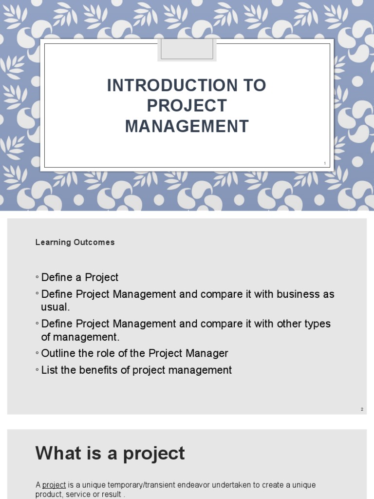 Introduction To Project Management | PDF | Project Management | Business