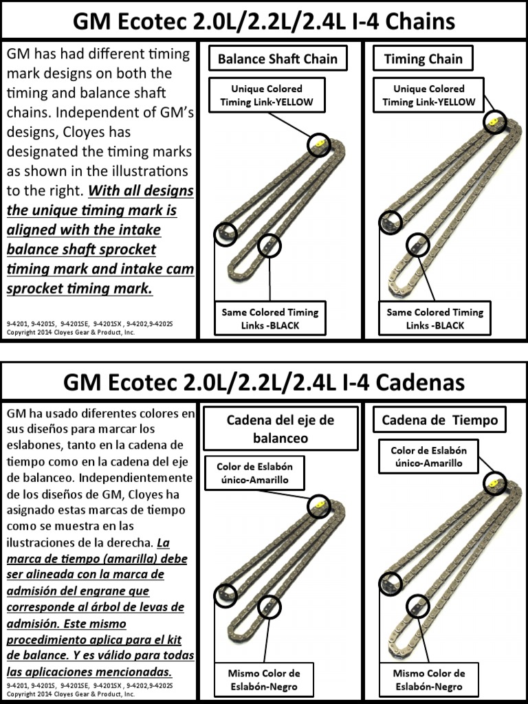 Ecotec 2.0L 2.2L 2.4L Installation Instructions Chain | PDF