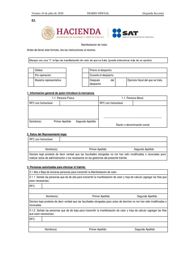 Anexo1 Formato E2 RGCE 2020 - 07 - 24 SAT | PDF | El comercio ...