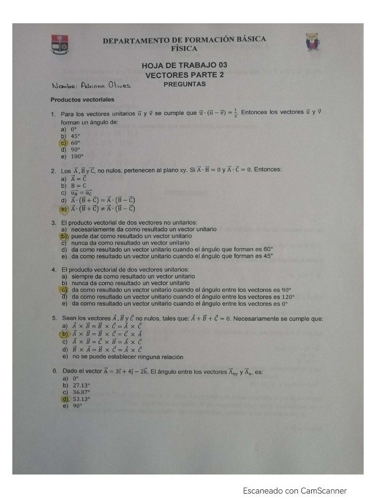 Hoja de Trabajo 3 Física | PDF