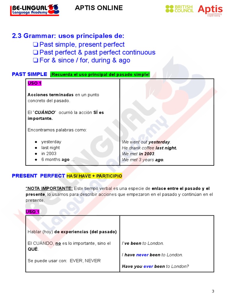Grammar Guide: Tenses Overview | PDF