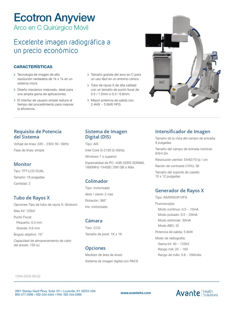 Ecotron Anyview C-Arm SpanishSS | PDF | Rayo X | Hardware de la computadora