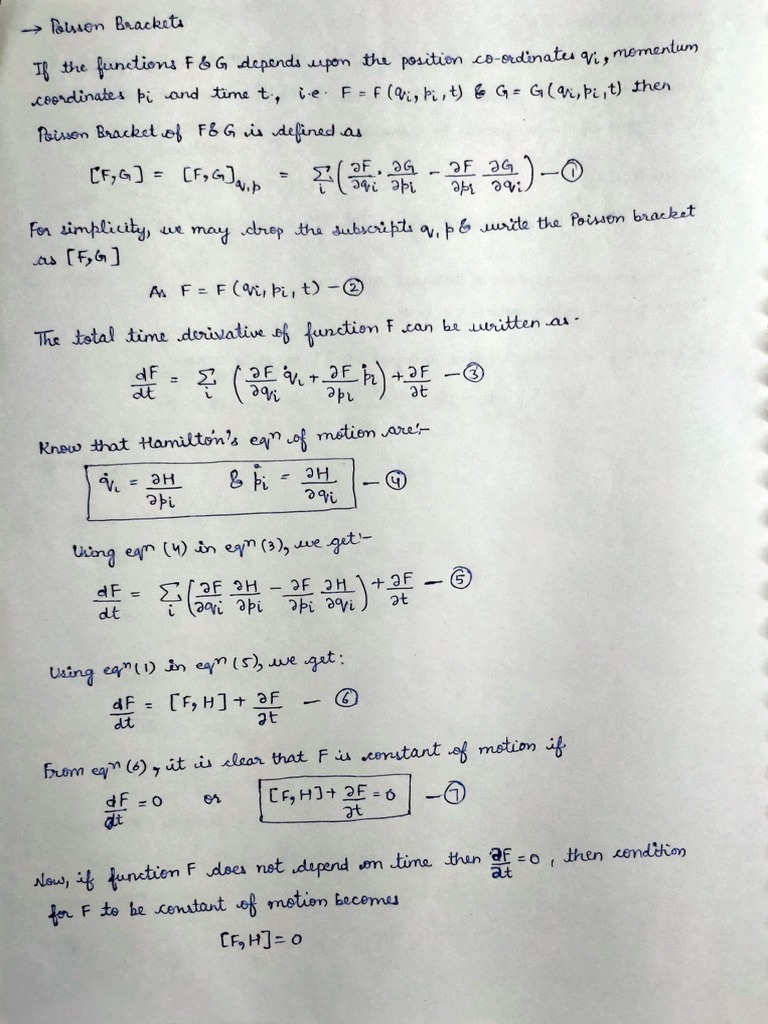 Poisson Bracket and Hamiltonian Dynamics | PDF