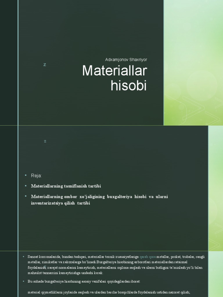 Materiallar Hisobi | PDF