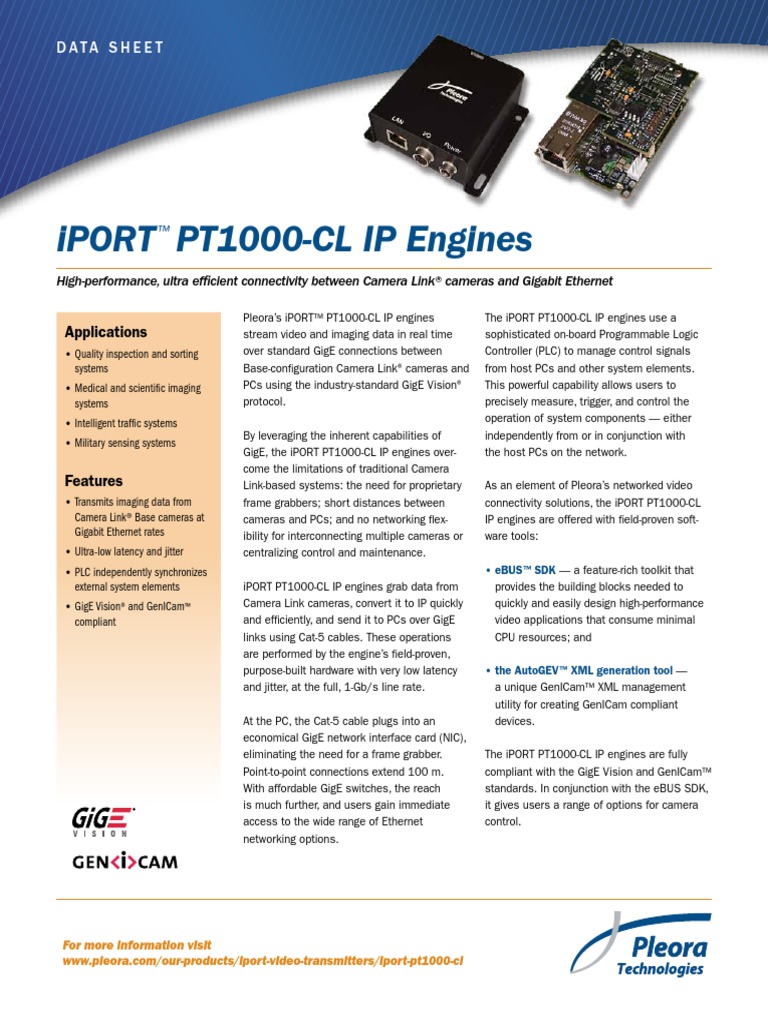 Iport PT1000-CL IP Engines: Data Sheet | PDF | Computer Network ...