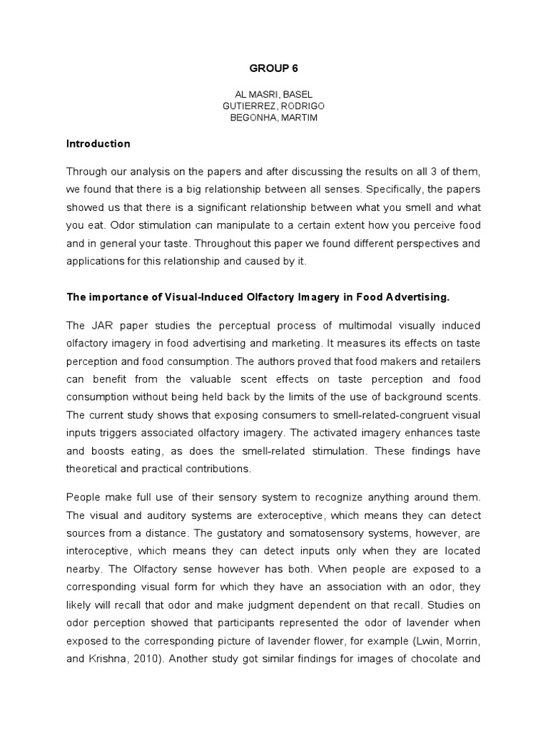 Assingment 2 - Research Methods | PDF | Odor | Perception
