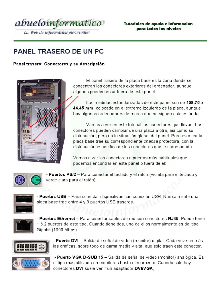 Panel Trasero PC | PDF | USB | Altoparlante