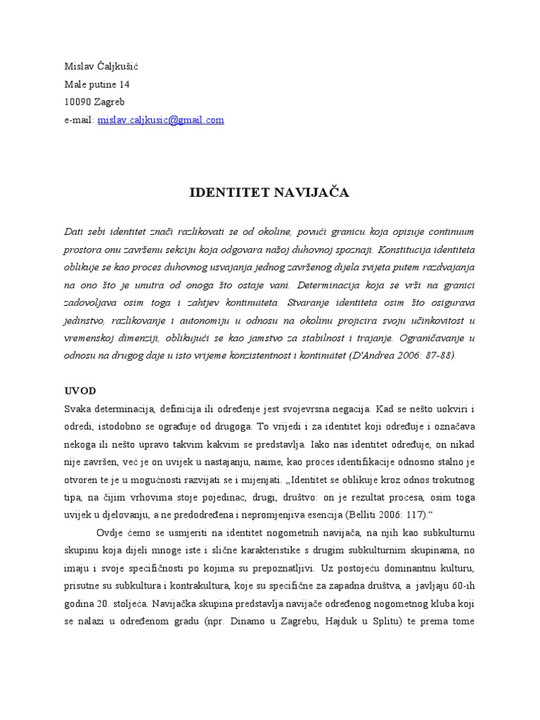 Identitet Navijača - edMC | PDF