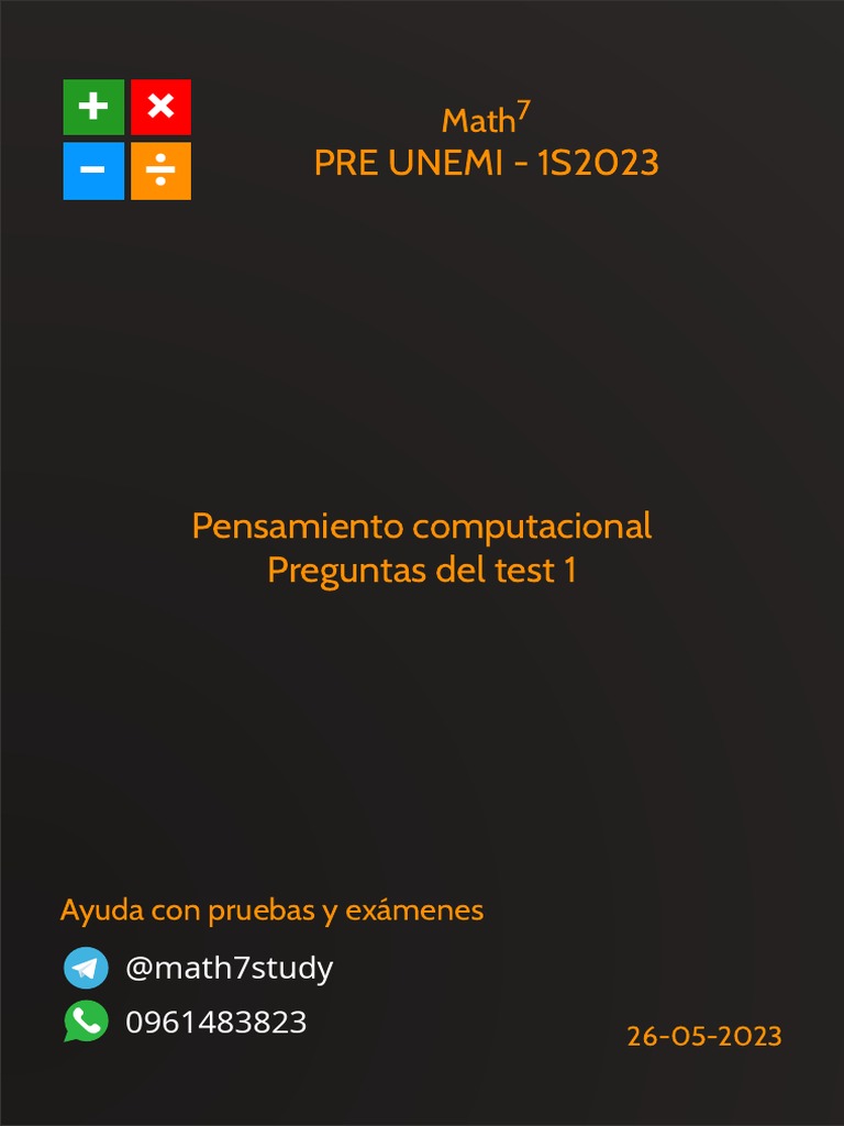 Math7 PensamientoComputacional Test1 1s2023 | PDF | Hardware de la ...