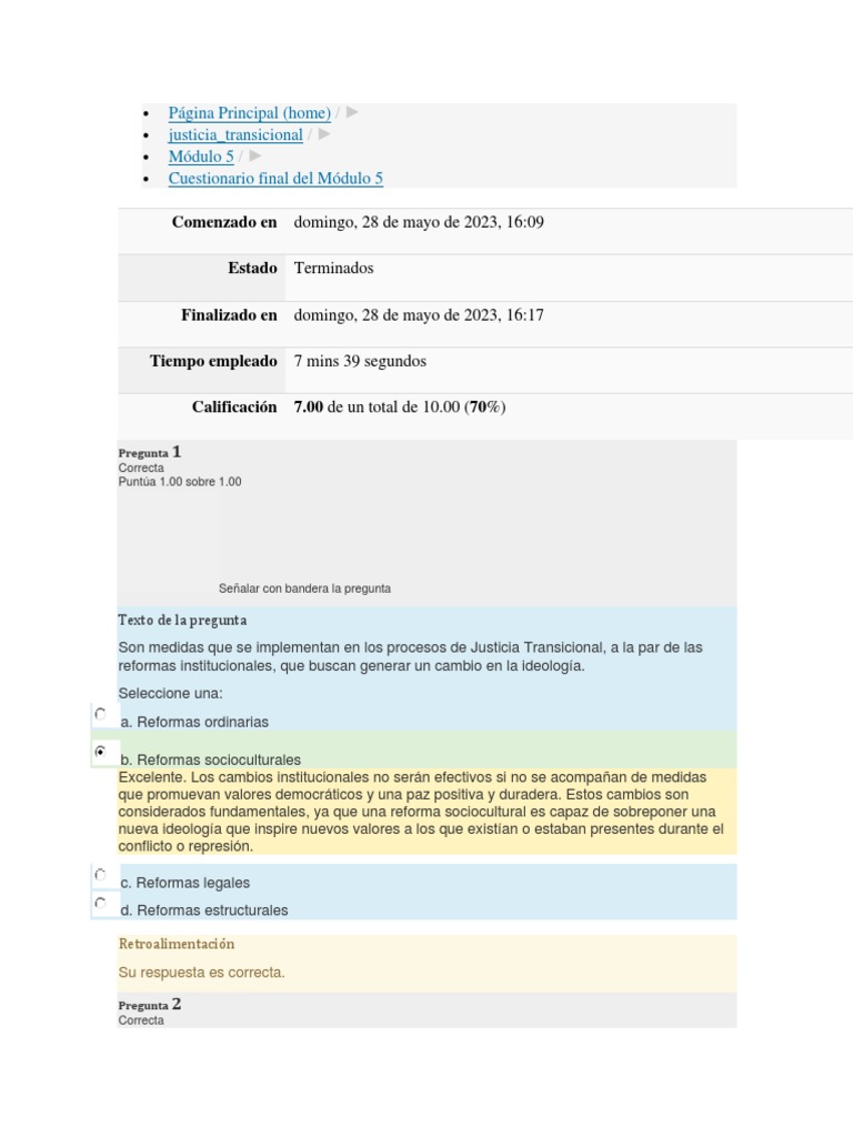 Evaluacion Modulo 5 FINAL | PDF | Responsabilidad | Justicia transicional