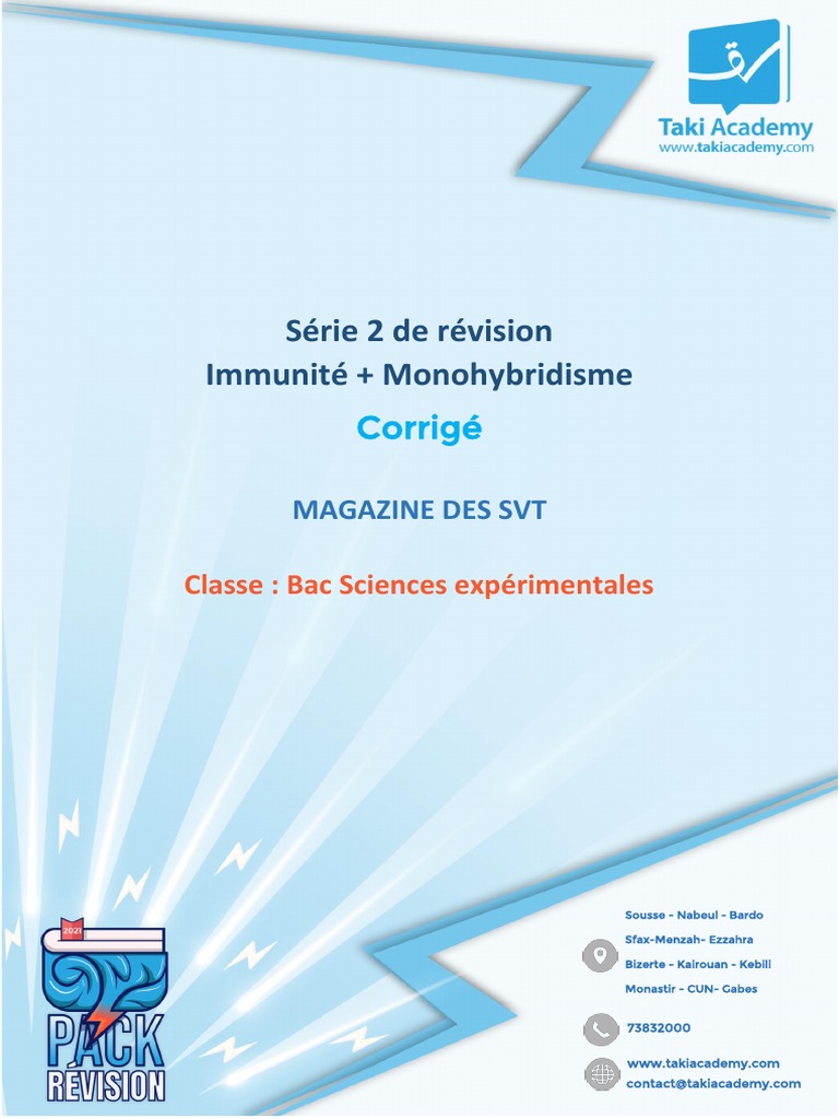 Monohybridisme et Immunité: Révisions Bac | PDF | Dominance (Génétique ...
