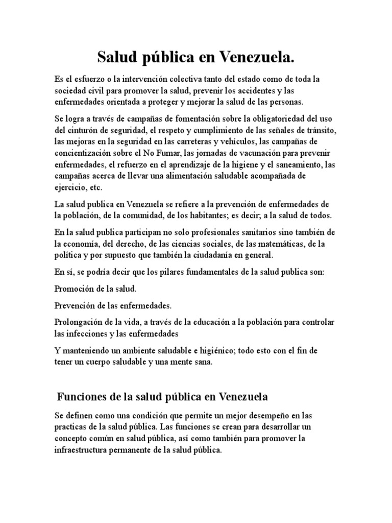 Salud Pública en Venezuela. | PDF | Salud pública | Hospital