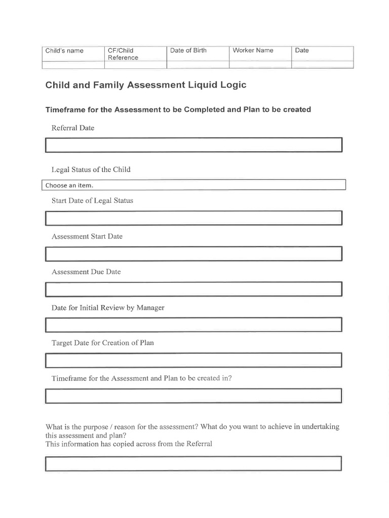 Child Family Assessment Form | PDF