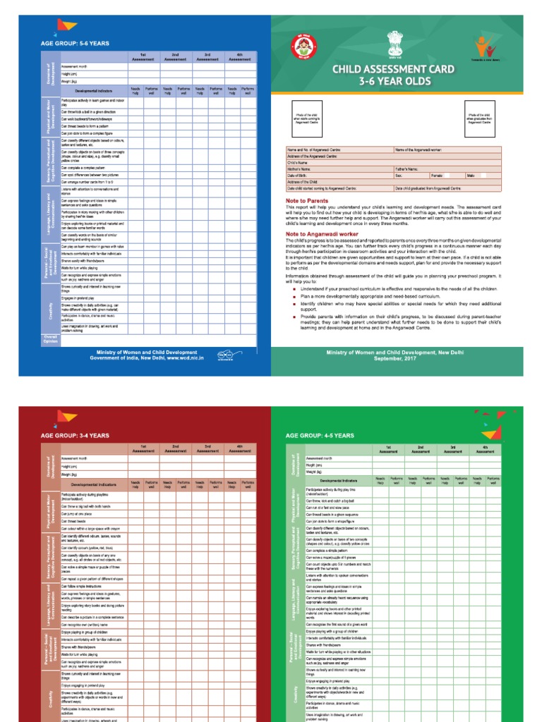 Child Assessment Card for 3-6 Years | PDF | Perception | Child Development