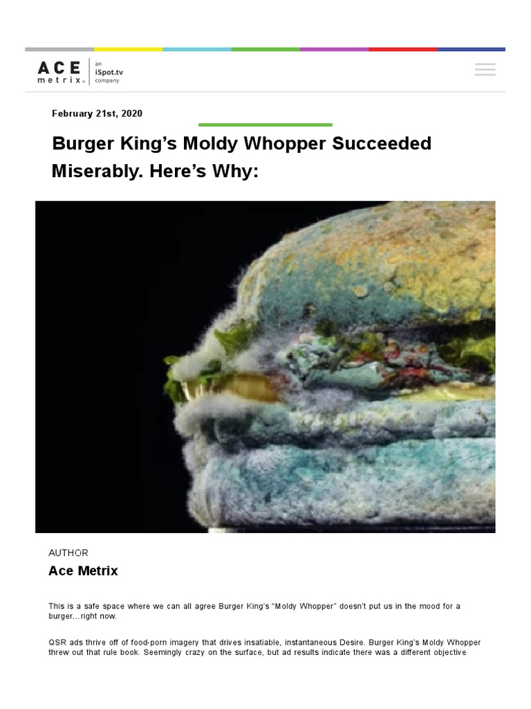 Ethics - Burger King's Moldy Whopper Succeeded Miserably. Here's Why ...