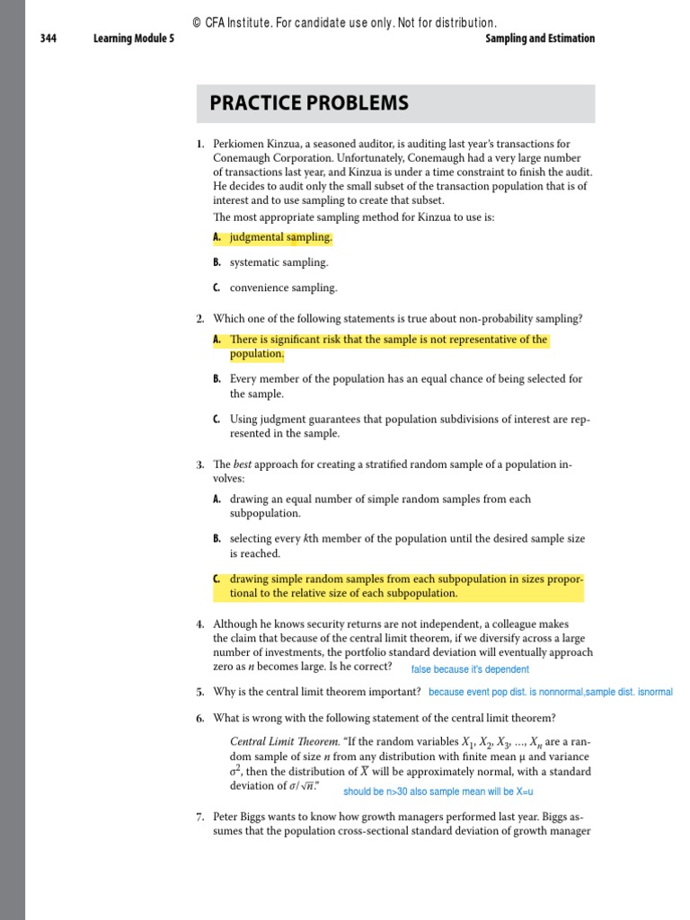 Sampling & Estimation Practice | PDF | Estimator | Standard Error