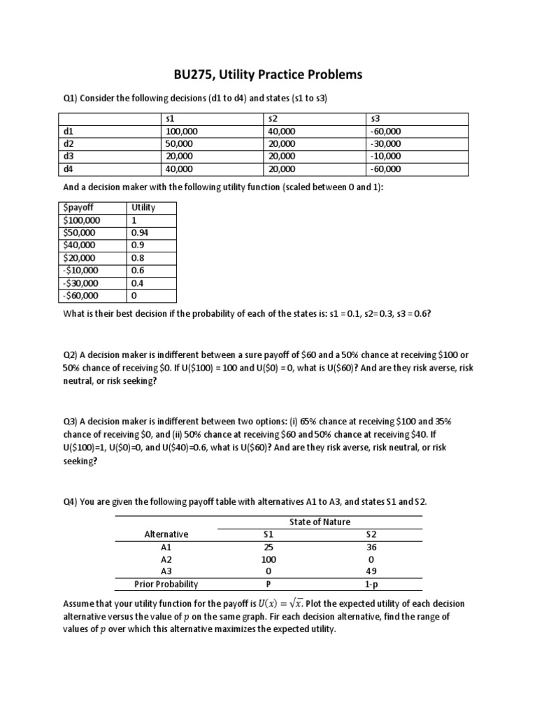 Utility Decision-Making Problems | PDF