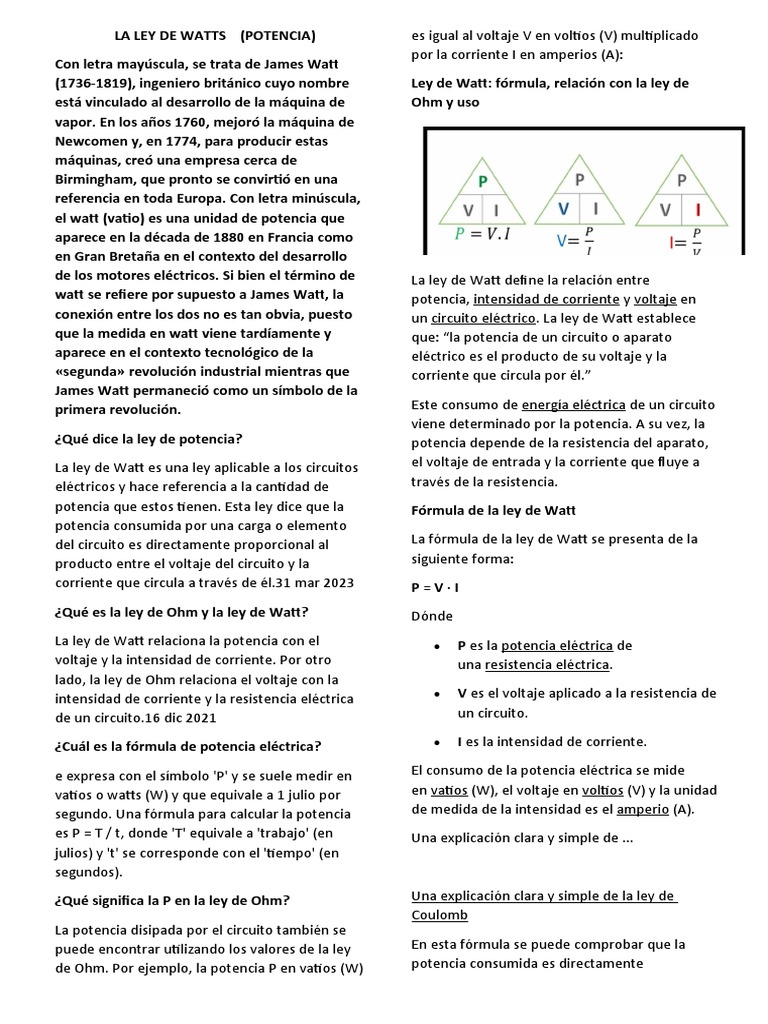 La Ley de Watts | PDF | Energia electrica | Vatio