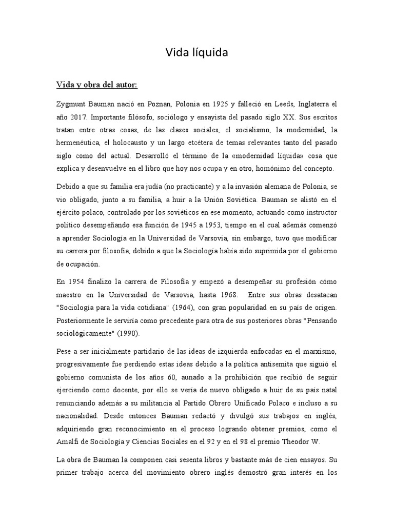 "Zygmunt Bauman y la Vida Líquida" | PDF