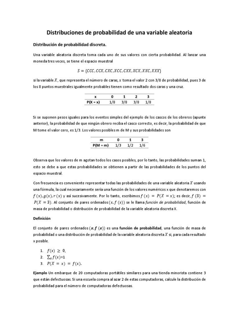 Distribuciones de Probabilidad | PDF | Variable aleatoria | Probabilidad