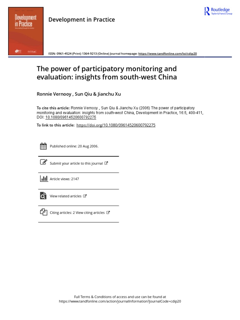 Vernooy, Qiu & Jianchu (2006) | PDF | Evaluation | Capacity Building