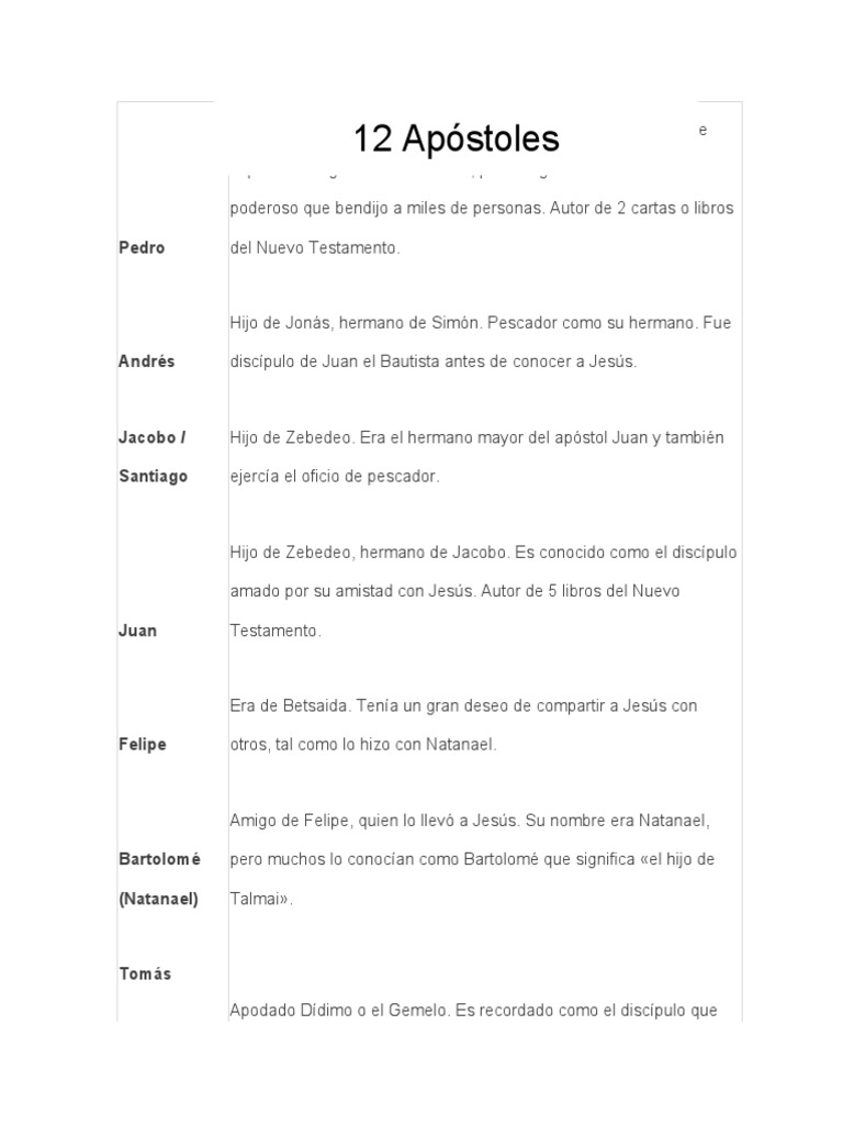 12 Apóstoles | PDF