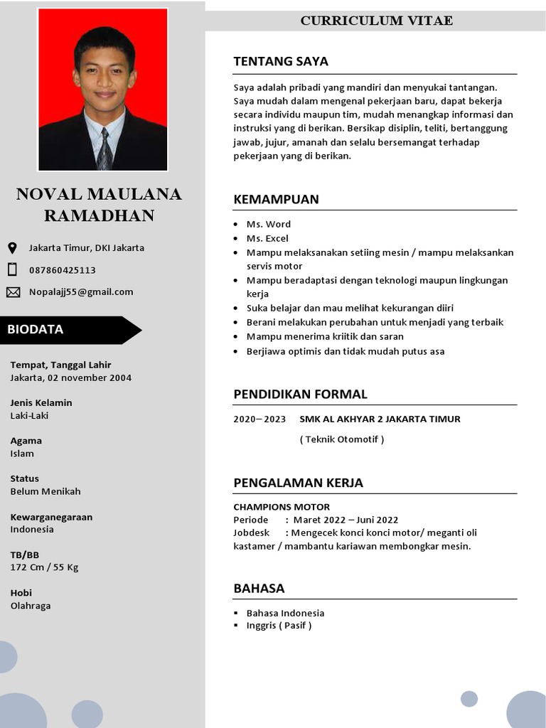 CV Noval Maulana Ramadhan | PDF