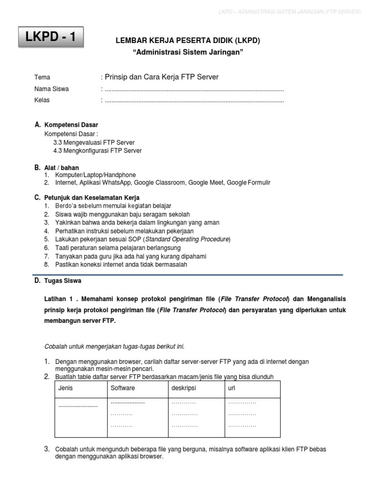 4 LKPD KD 3 5 FTP Server | PDF